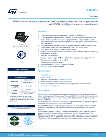 STMicroelectronics ISM330IS Datasheet | Manualzz