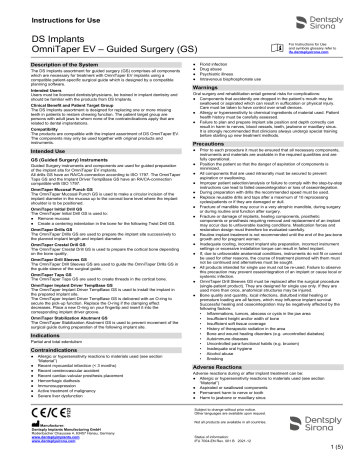 Dentsply Sirona OmniTaper EV Guided Surgery GS ǀ EN ǀ 2021-12 ...