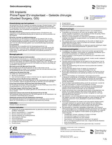 Dentsply Sirona DS Implants PrimeTaper EV Guided Surgery ǀ NL ǀ 2022-02 ...