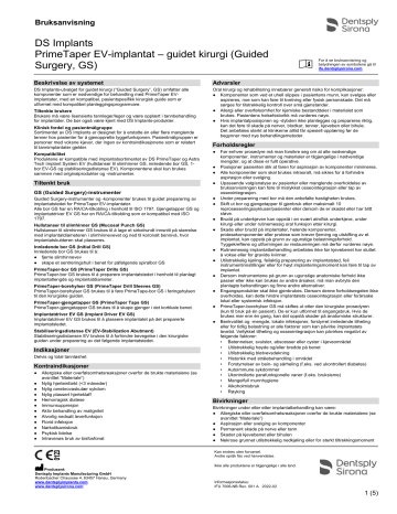 Dentsply Sirona DS Implants PrimeTaper EV Guided Surgery ǀ NB ǀ 2022-02 ...