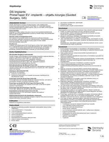 Dentsply Sirona DS Implants PrimeTaper EV Guided Surgery ǀ FI ǀ 2022-02 ...