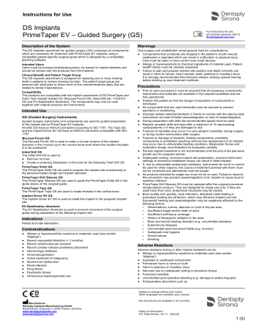 Dentsply Sirona DS Implants PrimeTaper EV Guided Surgery ǀ EN ǀ 2022-02 ...