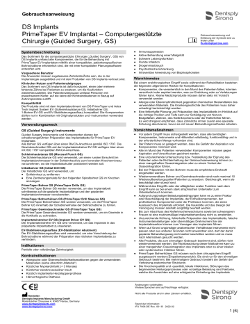Dentsply Sirona DS Implants PrimeTaper EV Guided Surgery ǀ DE ǀ 2022-02 ...