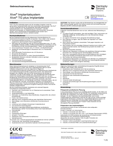 Dentsply Sirona Xive Implant System Xive TG plus Implants ǀ DE ǀ 2018 ...