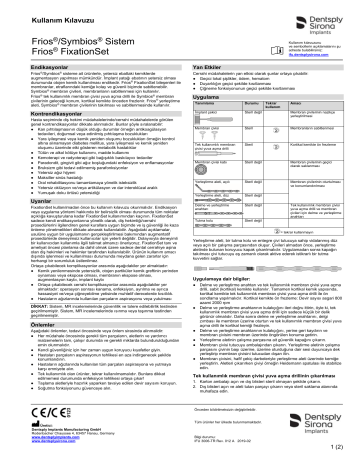 Dentsply Sirona Frios Symbios System Fixation Components ǀ TR ǀ 2019-02 ...