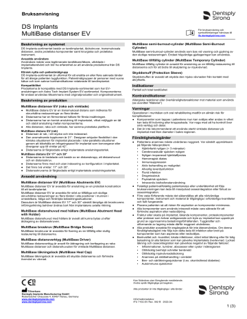 Dentsply Sirona MultiBase Abutments EV ǀ SV ǀ 2022-04 Bruksanvisningar ...