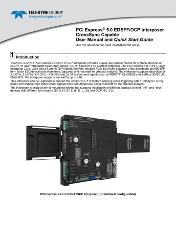 Lecroy PCIe Gen5 EDSFF Interposer Protocol Analyzer Quick Start Guide | Manualzz