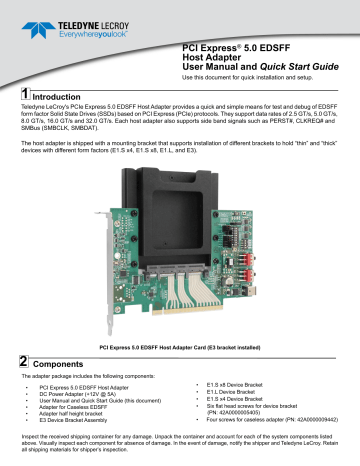 Lecroy PCIe Gen5 EDSFF Host Adapter Protocol Analyzer Quick Start | Manualzz