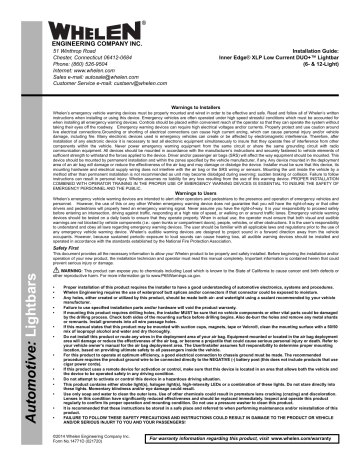 Whelen XLP Low Current, DUO+ Models Installation Guide | Manualzz