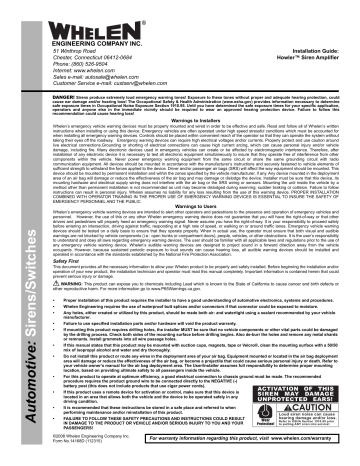 Whelen HOWLER Installation Guide | Manualzz