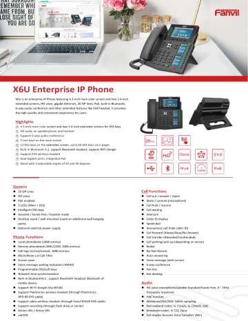 Fanvil X6U V2 Datasheet | Manualzz