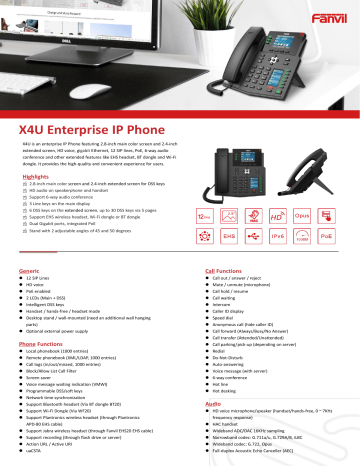 Fanvil X4U V2 Datasheet | Manualzz