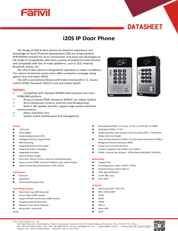 Fanvil i20S Datasheet | Manualzz