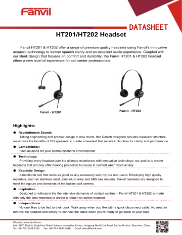 Fanvil HT201/HT202 Datasheet | Manualzz