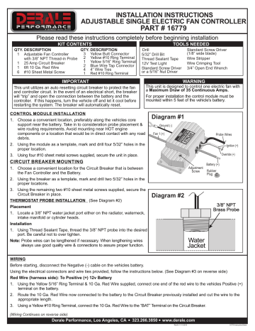 Derale Performance 16779 High Amperage Adjustable Single Electric Fan ...