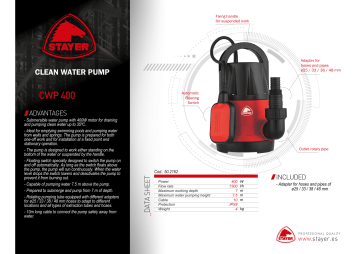 Stayer CWP 400 CLEAN WATER PUMP Data Sheet | Manualzz