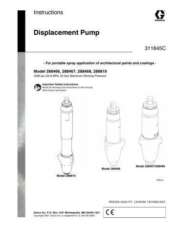 Graco 311845C, Displacement Pump Owner's Manual | Manualzz