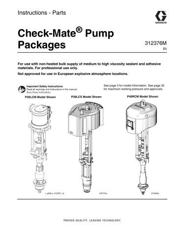 Graco 312376M - Check-Mate Pump Packages Instructions | Manualzz