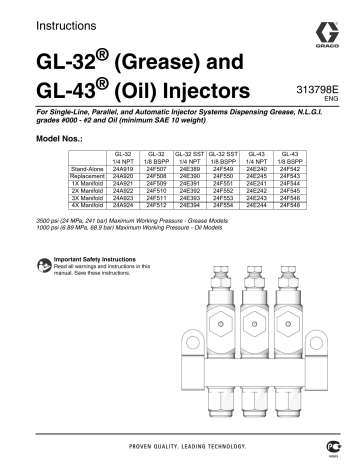 Graco 313798E GL32 Injectors Instructions | Manualzz