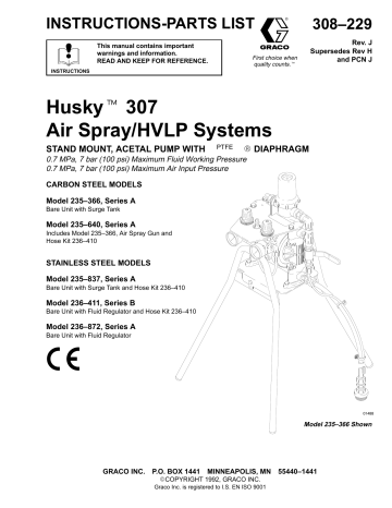 Graco 308229J Husky 307 Air Spray/HVLP Systems Owner's Manual | Manualzz