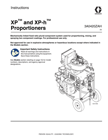 Graco 3A0420ZAH, XP and XP-h Proportioners Owner's Manual | Manualzz