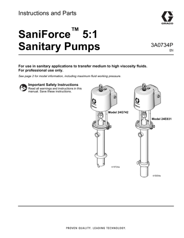 Graco 3A0734P, SaniForce 5:1 Sanitary Pumps Instructions | Manualzz