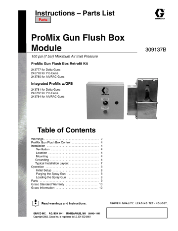 Graco 309137b ProMix Gun Flush Box Module Owner's Manual | Manualzz