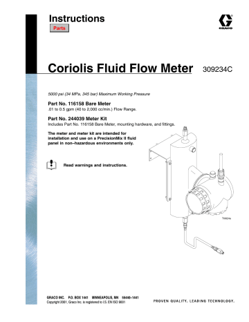 Graco 309234C Coriolis Fluid Flow Meter Owner's Manual | Manualzz