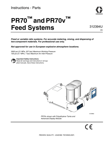 Graco 312394U - PR70 and PR70v Feed Systems Instructions | Manualzz