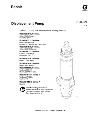 Graco 310894N Displacement Pump, Repair Owner's Manual | Manualzz