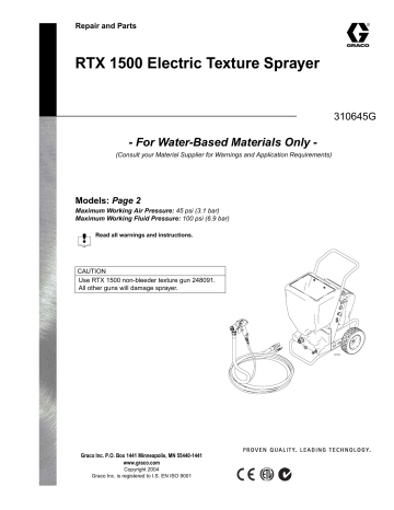 Graco RTX 1500 Electric Texture Sprayer Owner's Manual | Manualzz