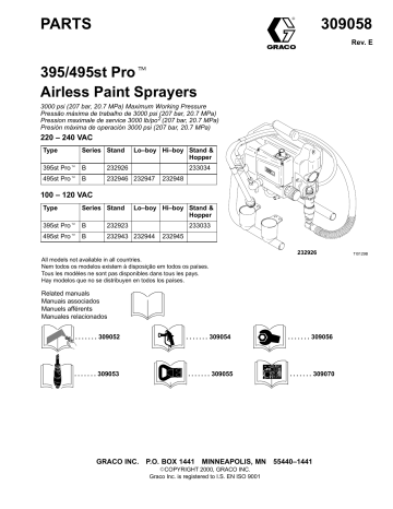 Graco 309058e 395/495st Pro Airless Paint Sprayers Owner's manual | Manualzz