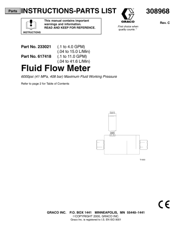 Graco 308968c Fluid Flow Meter Owner's Manual | Manualzz