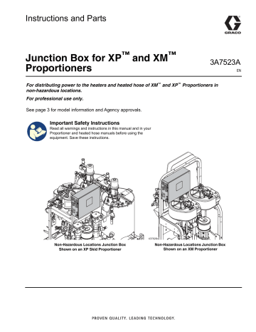Graco 3A7523A, Junction Box for XP and XM Proportioners Instructions | Manualzz