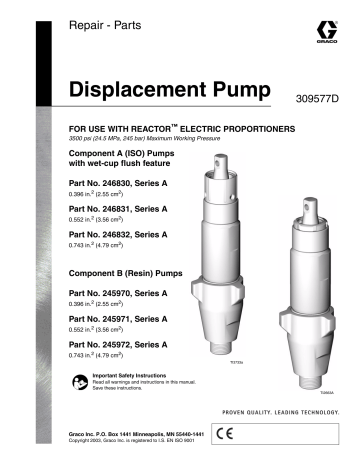Graco 309577D Displacement Pump, For Use Owner's Manual | Manualzz