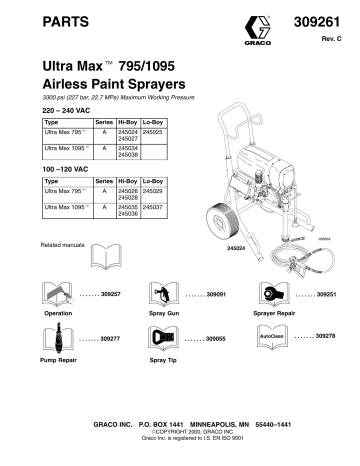 Graco 309261C Ultra Max 795/1095 Airless Paint Sprayers Owner's manual | Manualzz