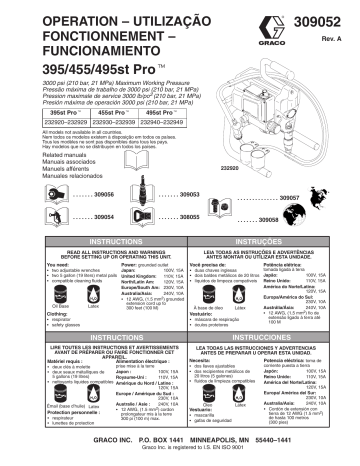 Graco 309205A 395/455/495st Pro Owner's Manual | Manualzz