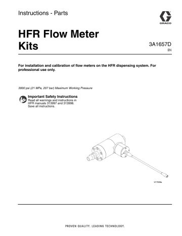 Graco 3A1657D - HFR Flow Meter Kits Owner's Manual | Manualzz