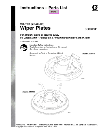 Graco 308049P Wiper Plates Instructions | Manualzz