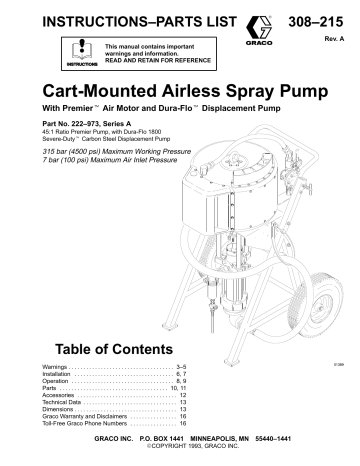 Graco 308215A Cart-Mounted Airless Spray Pump Owner's Manual | Manualzz