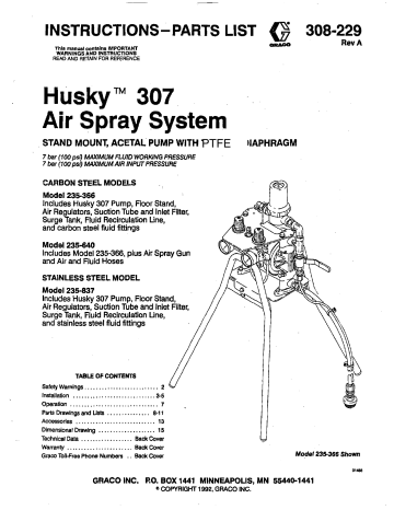 Graco 308229A Husky 307 Air Spray System Owner's Manual | Manualzz