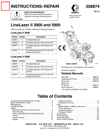 Graco 308874K LineLazer II 3900 and 5900 Owner's Manual | Manualzz
