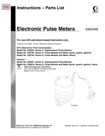 Graco 308245M - Electronic Pulse Meters Owner's Manual | Manualzz