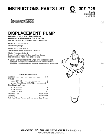 Graco 307728M DISPLACEMENT PUMP Owner's Manual | Manualzz