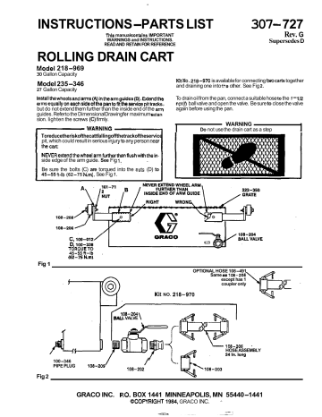 Graco 307727G ROLLING DRAIN CART Owner's Manual | Manualzz