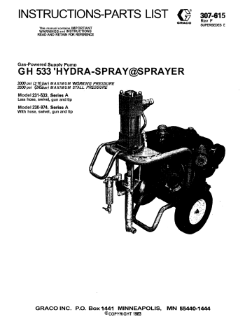 Graco 307615F GH 533 HYDRA-SPRAYER Owner's Manual | Manualzz