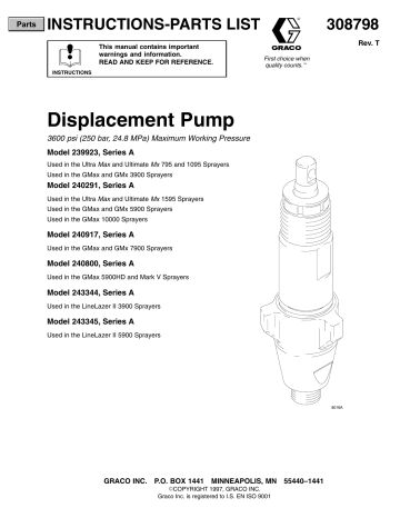 Graco 308798T Displacement Pump Owner's Manual | Manualzz
