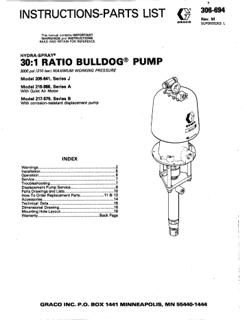 Graco 306694M 30:1 BULLDOG Owner's Manual | Manualzz