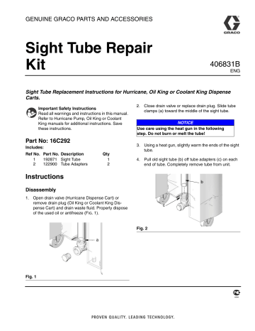 Graco 406831B Sight Tube Replacement Kit Owner's Manual | Manualzz