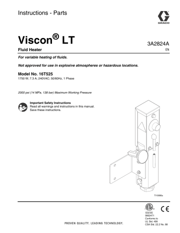 Graco 3A2824A - Viscon LT Fluid Heater Instructions | Manualzz